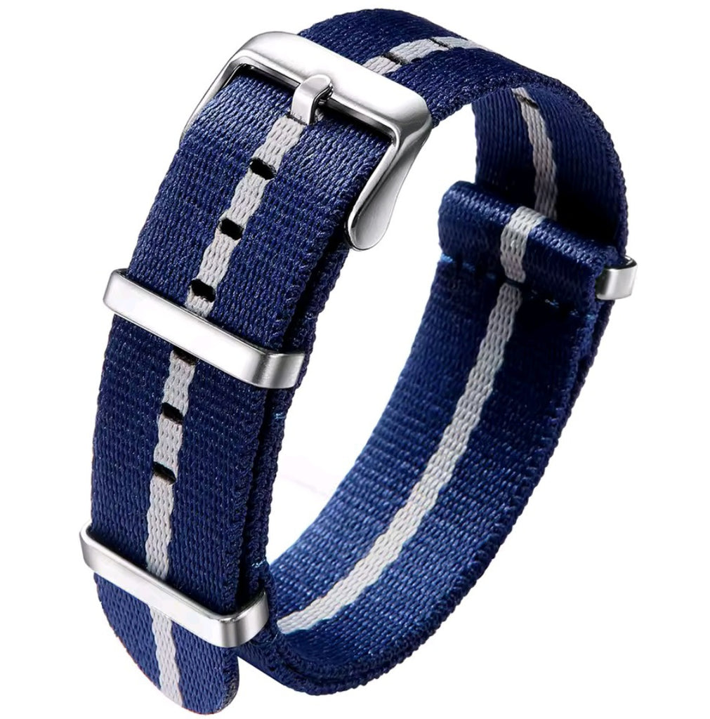 Correa Militar Gruesa "Seatbelt" Azul Blanco – Extensibles MX