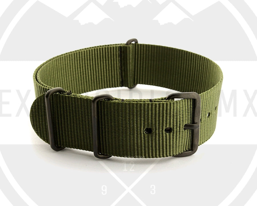 Correa Militar Clásica Verde Khaki PVD – Extensibles MX