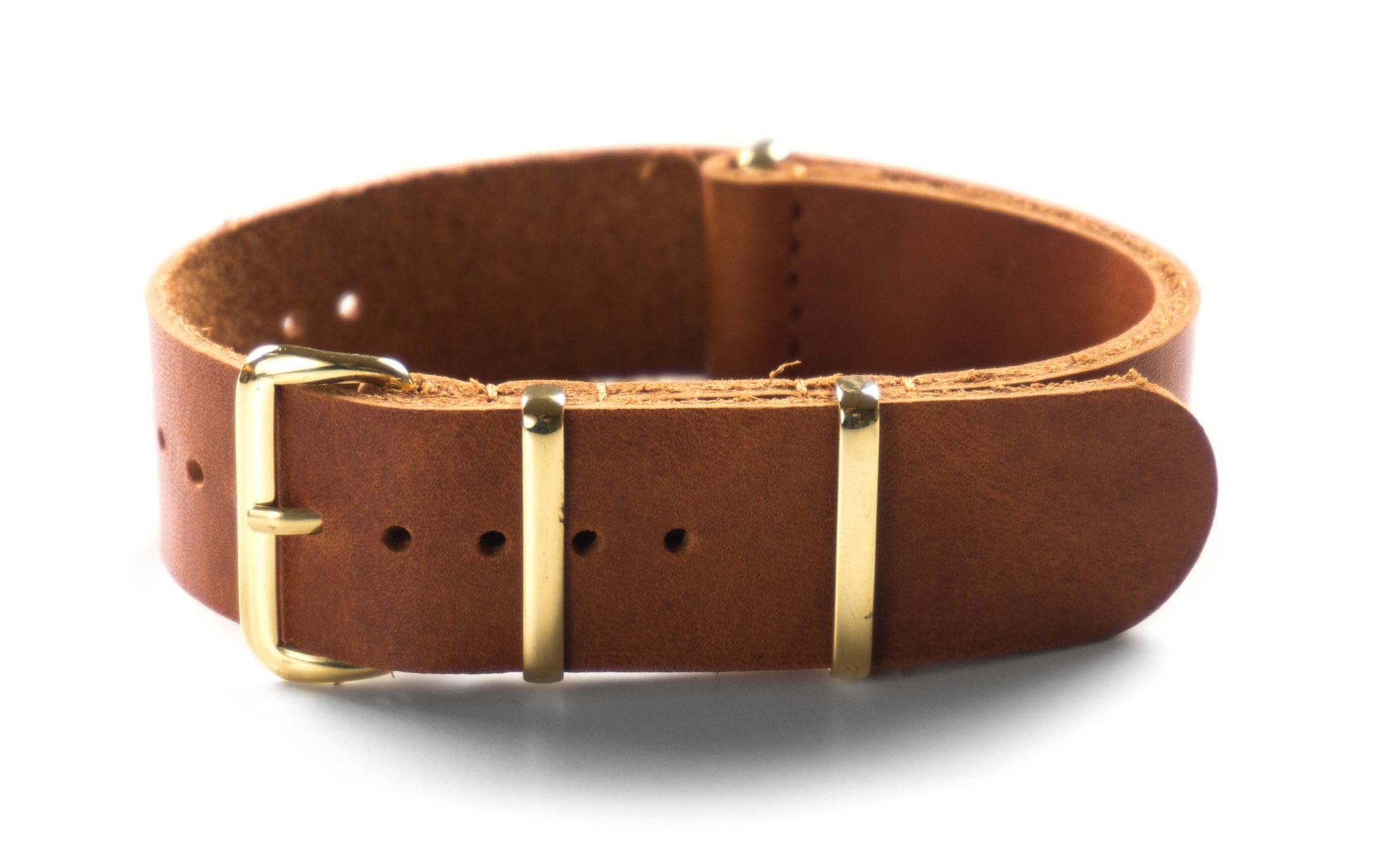 Correa Militar Clásica Piel Café Roble Hardware Dorado – Extensibles MX